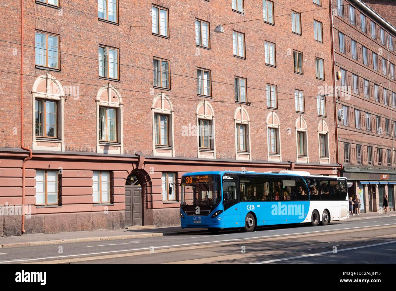 Bus moving in Runeberginkatu Street, Helsinki, Finland,Scandinavia ...