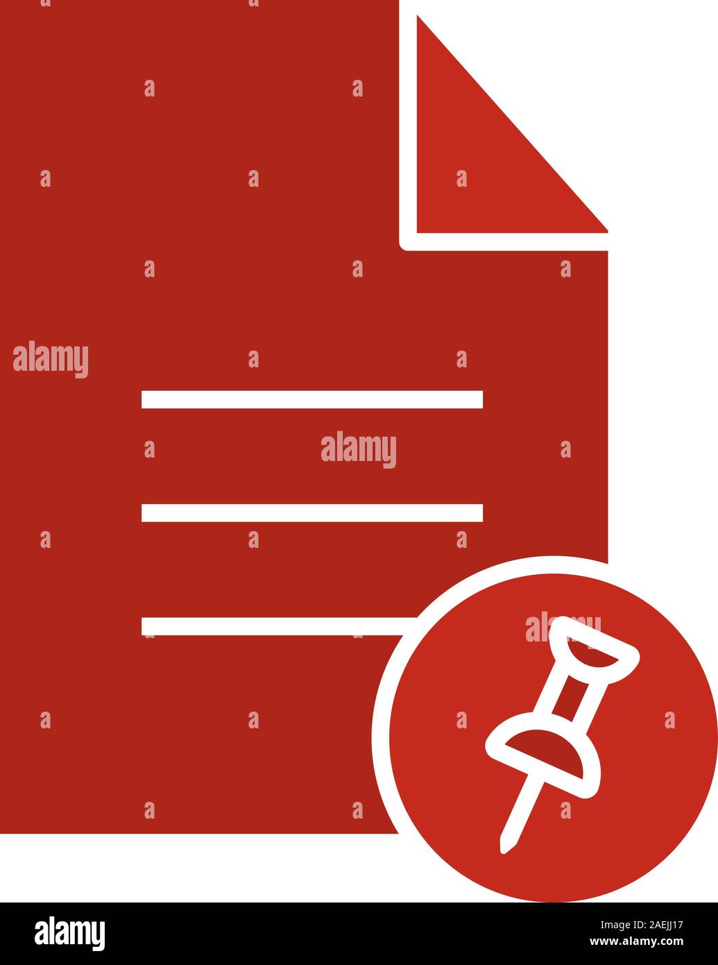 Pin document glyph color icon. Text file with pin. Silhouette symbol on ...