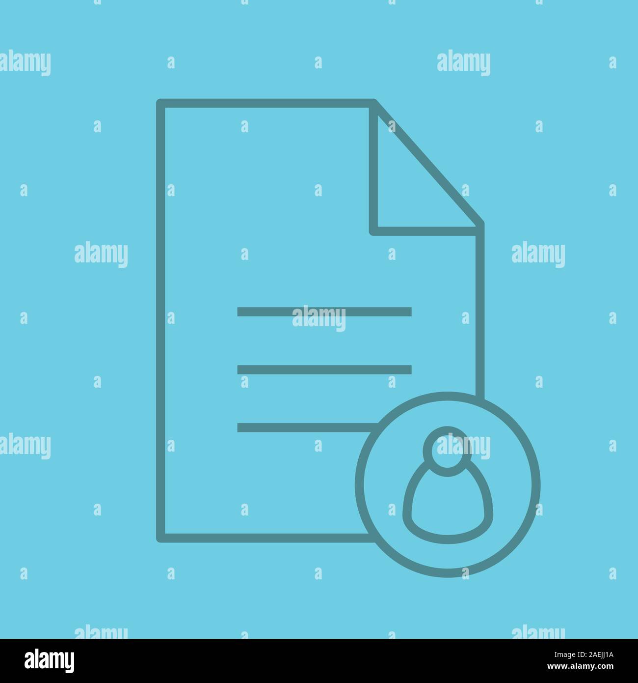 Personal document color linear icon. Document with user. Thin line ...