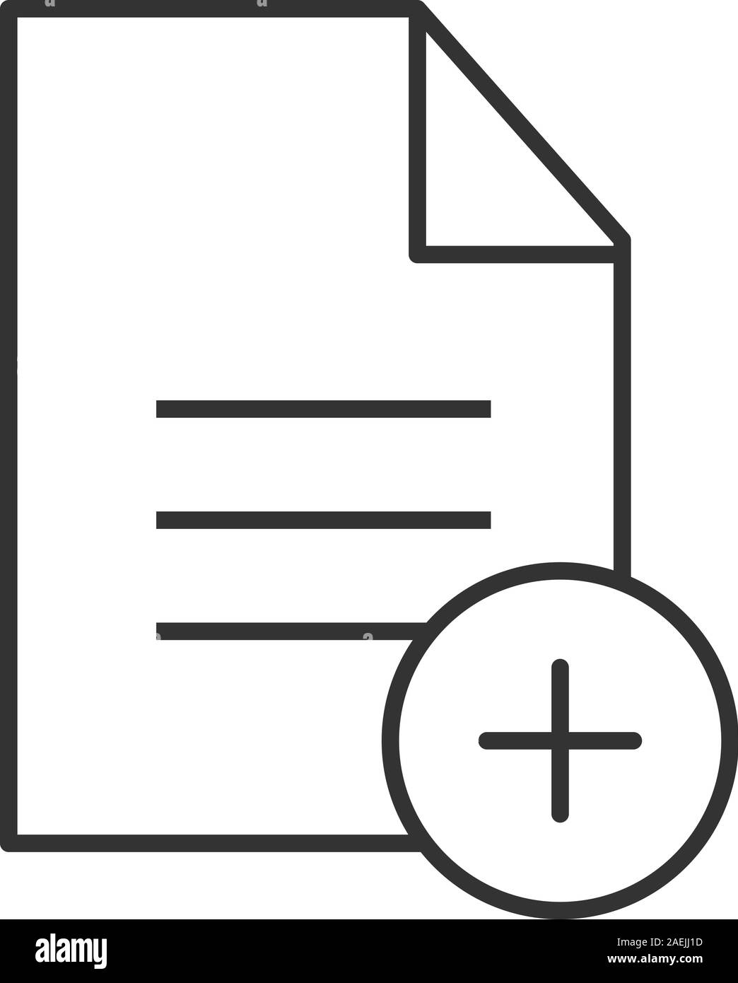 Add new document linear icon. Thin line illustration. Document with ...