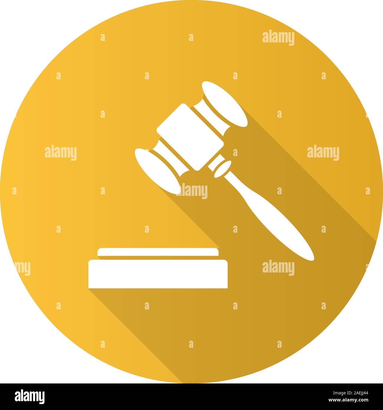 Gavel flat design long shadow glyph icon. Court hammer. Auction bid. Vector silhouette ...