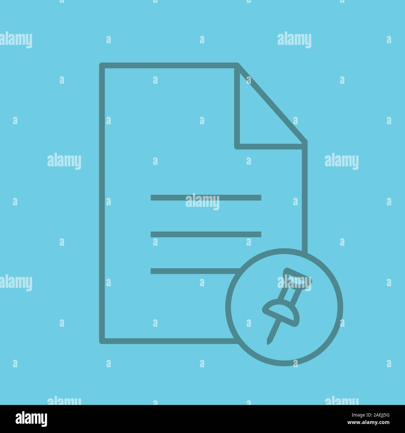 Pin document color linear icon. Text file with pin. Thin line outline ...