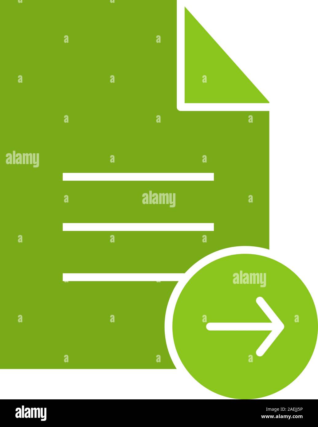 Send document glyph color icon. Text file with right arrow. Silhouette ...