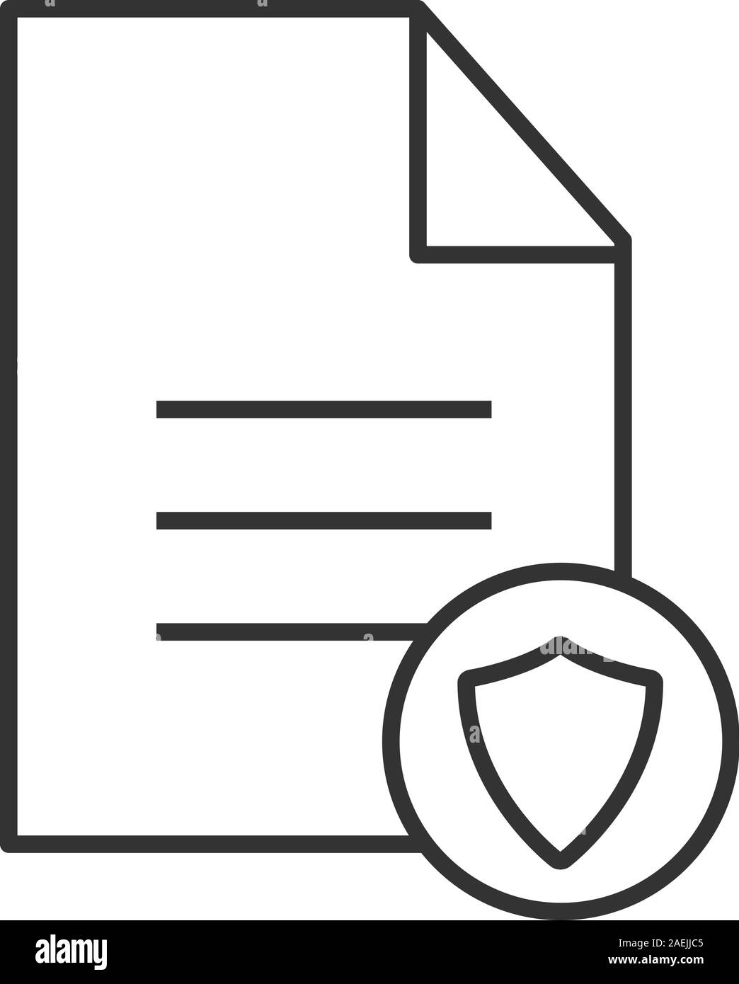 Secured document linear icon. Thin line illustration. Text file with ...