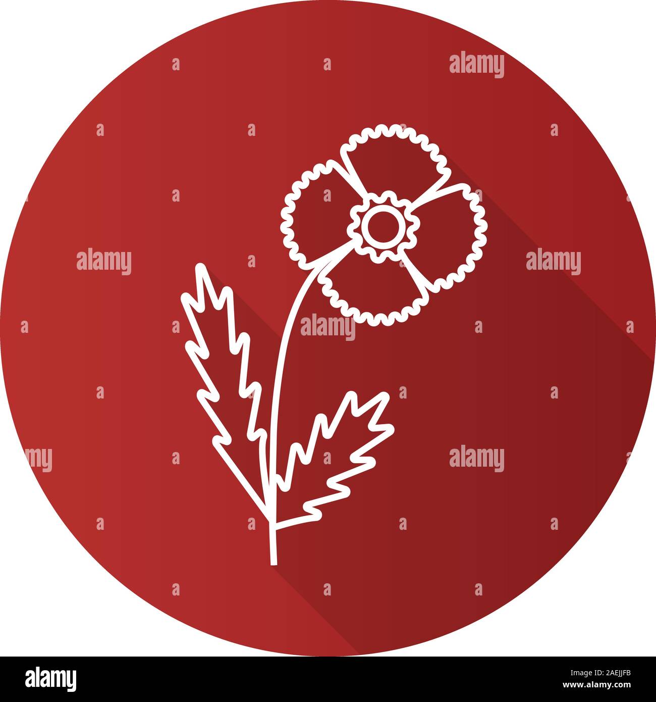 Poppy flower flat linear long shadow icon. Vector outline symbol Stock ...