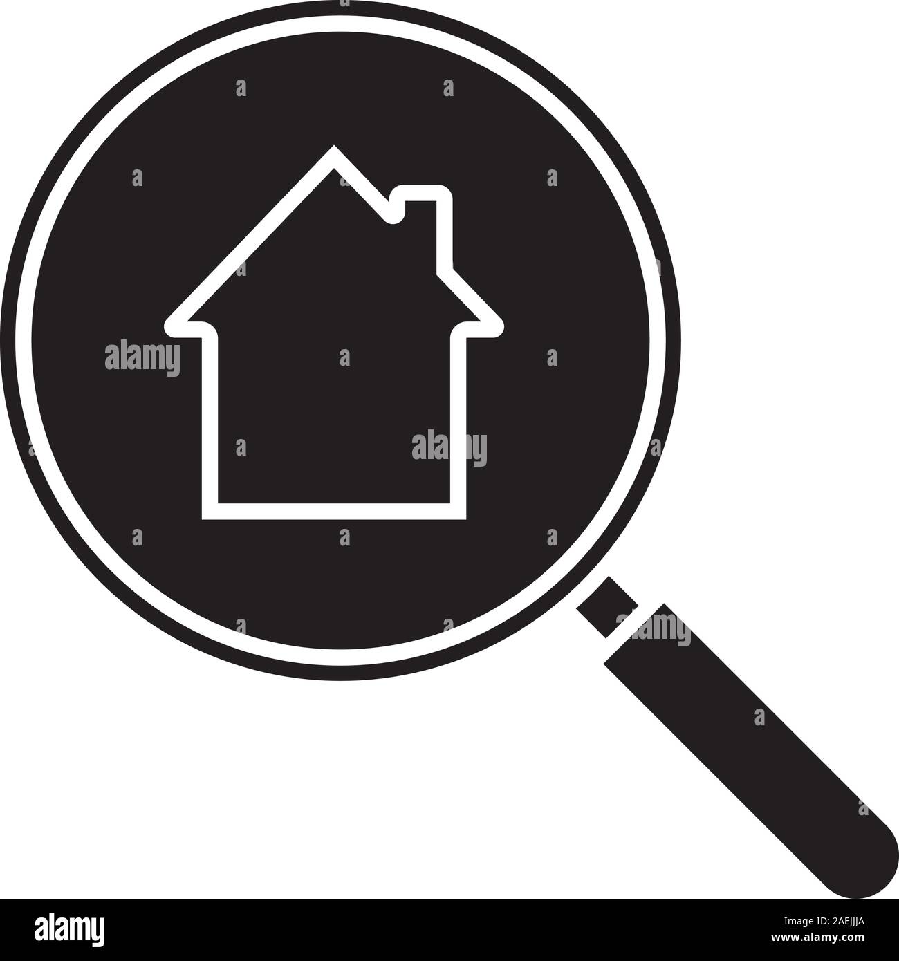 Real estate search glyph icon. House hunt silhouette symbol. Magnifying ...
