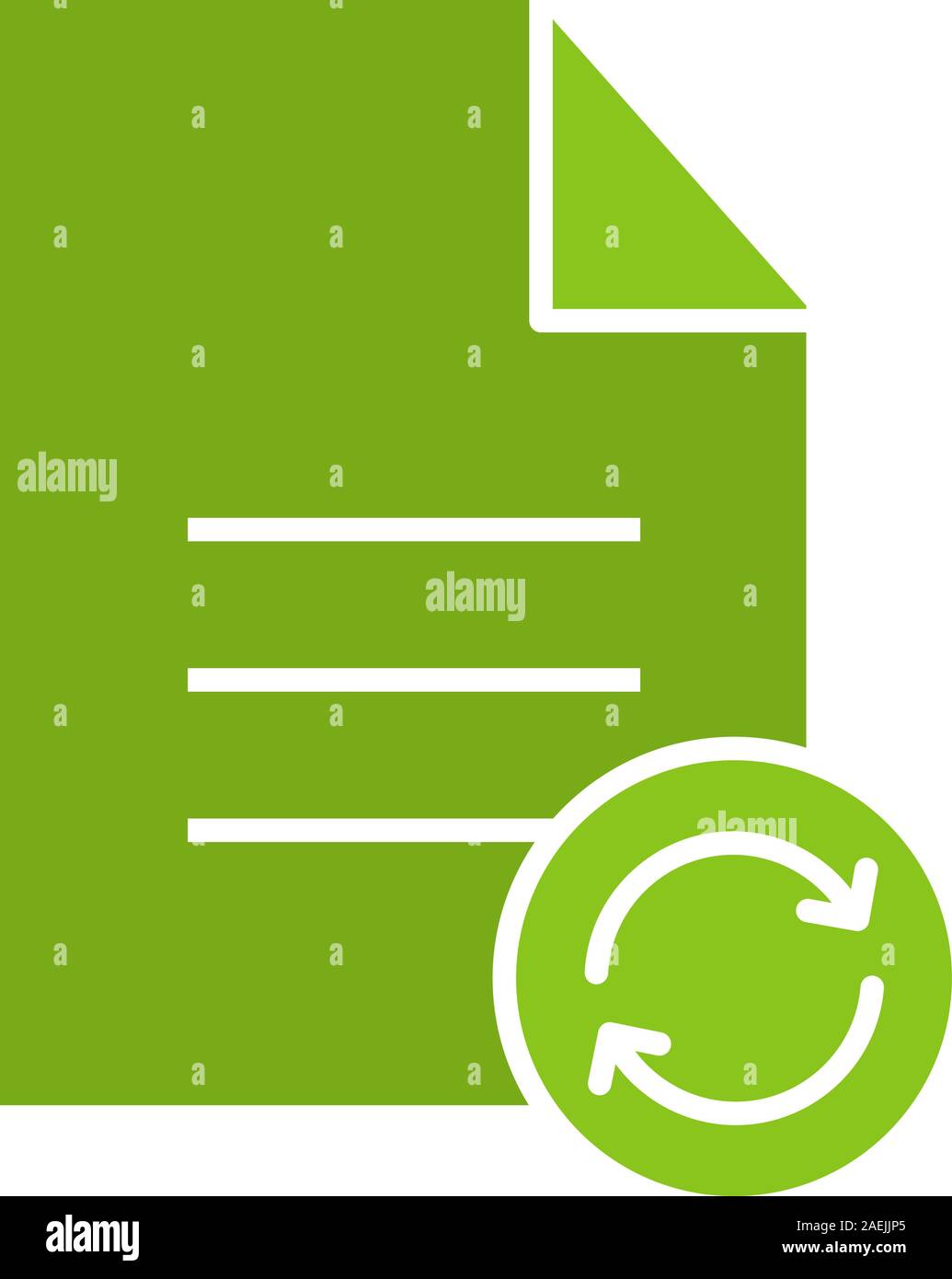 Refresh file glyph color icon. Document with cycling arrows. Silhouette ...