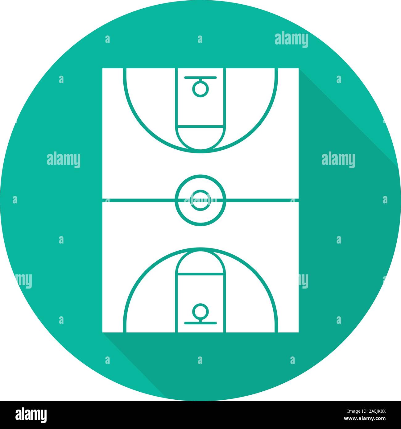 Basketball court flat design long shadow glyph icon. Vector silhouette ...