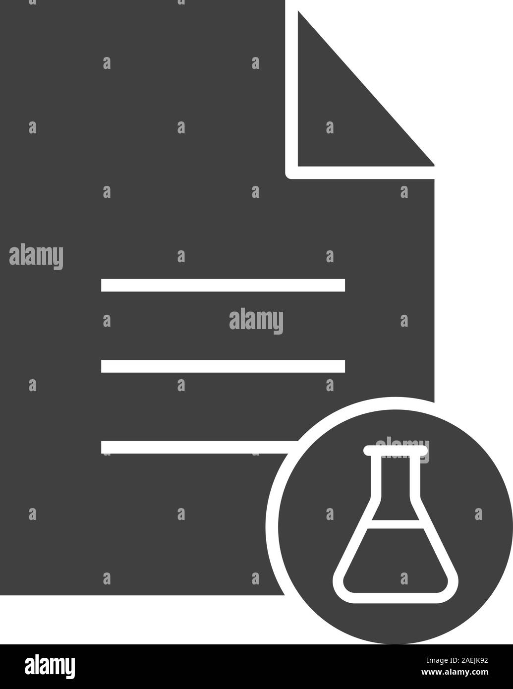 Medical test results glyph icon. Silhouette symbol. Text document with ...