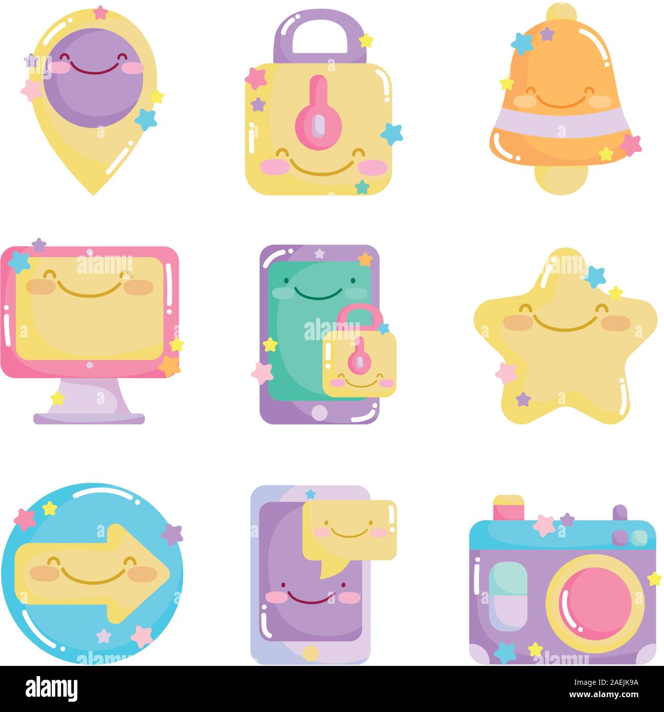 social networks cartoon comic icons collection vector illustration ...