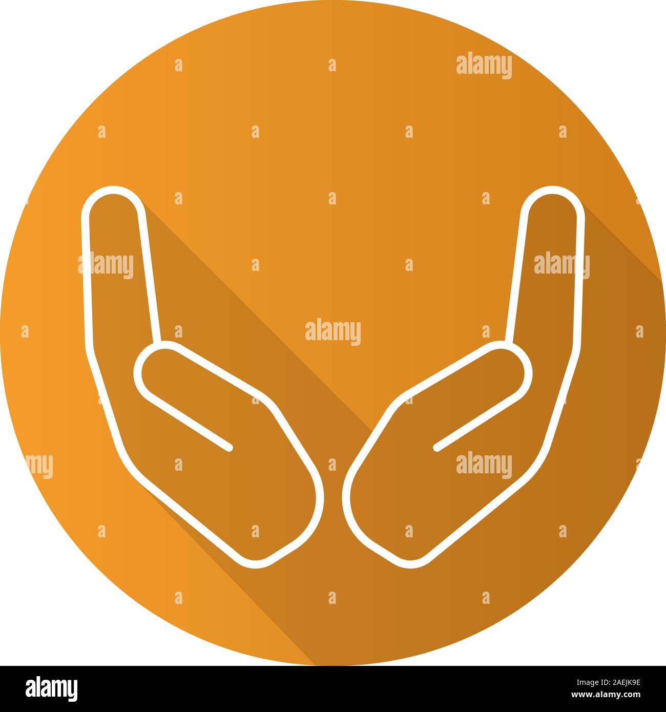 Cupped hands flat linear long shadow icon. Vector outline symbol Stock ...