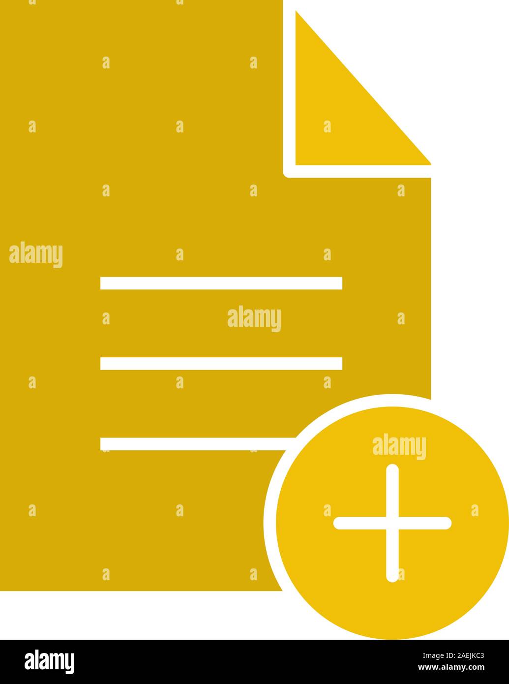 Add new document glyph color icon. Document with plus sign. Silhouette ...