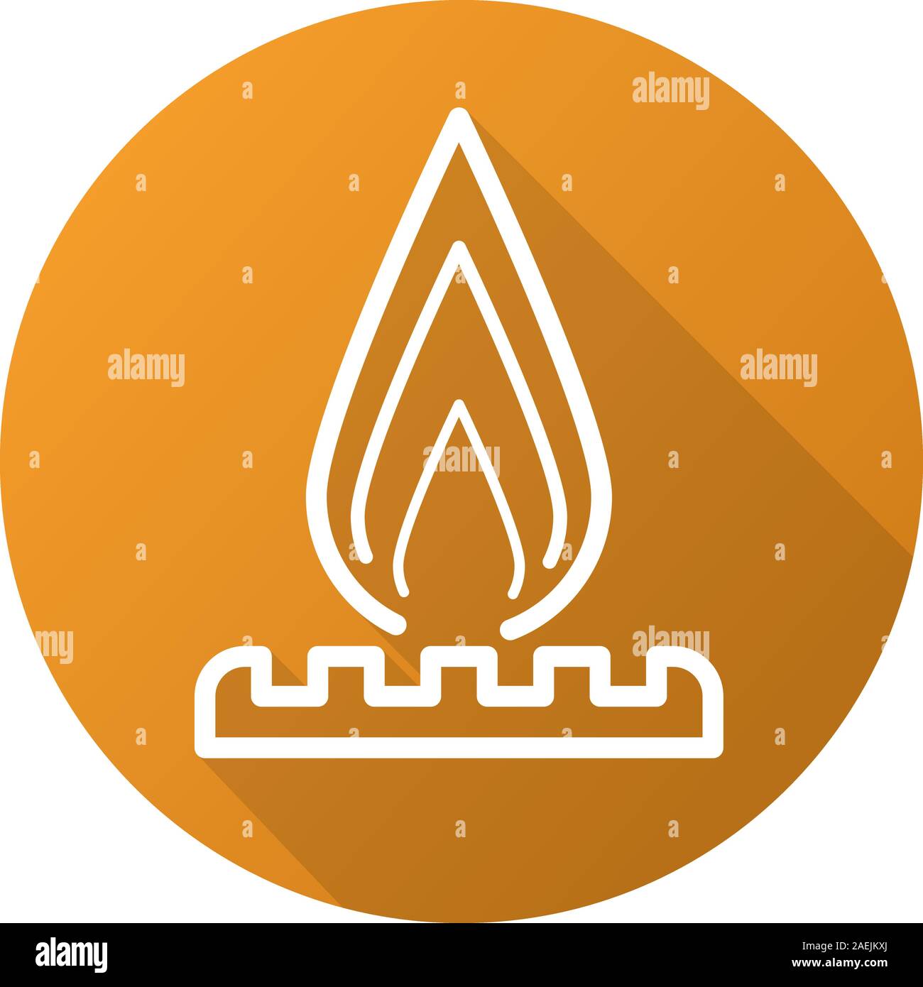 Gas burner flat linear long shadow icon. Vector outline symbol Stock ...