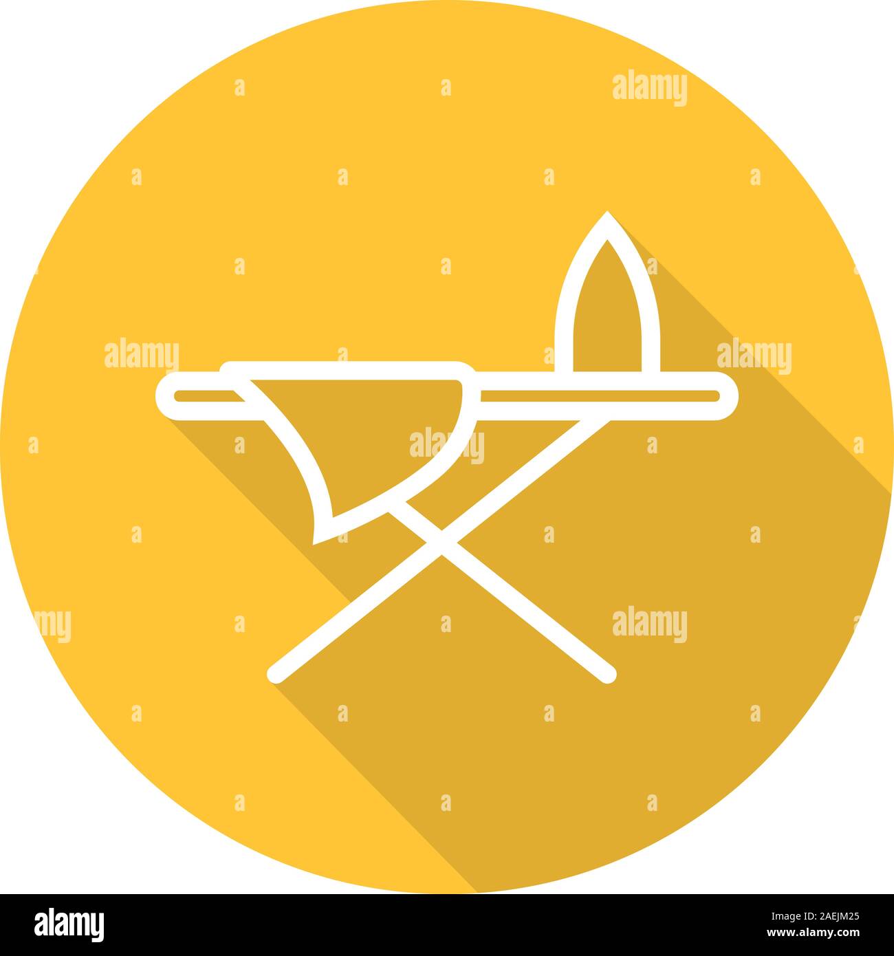 Ironing board flat linear long shadow icon. Ironing board with iron and ...