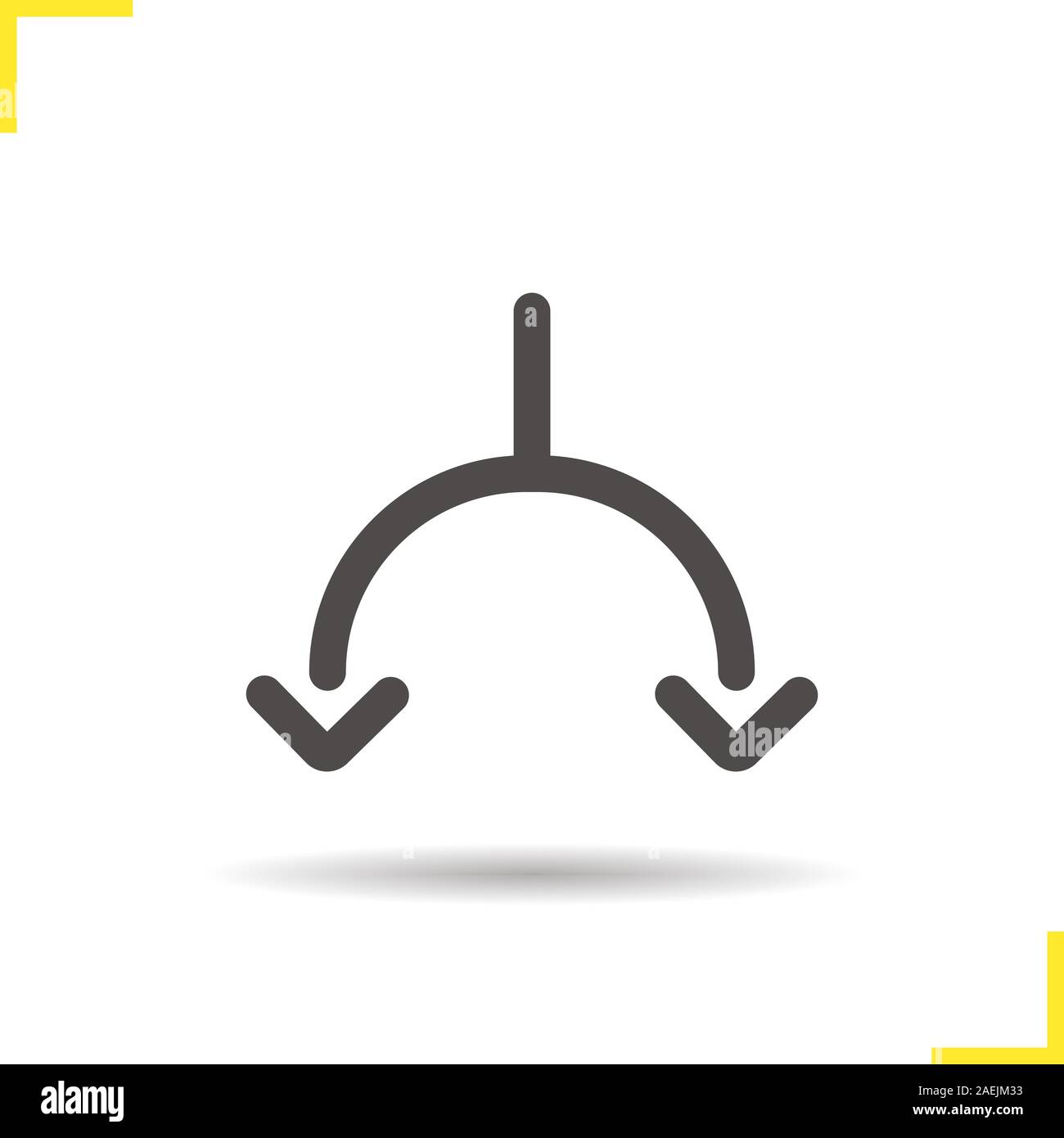 Road fork glyph icon. Drop shadow silhouette symbol. Two arrows ...