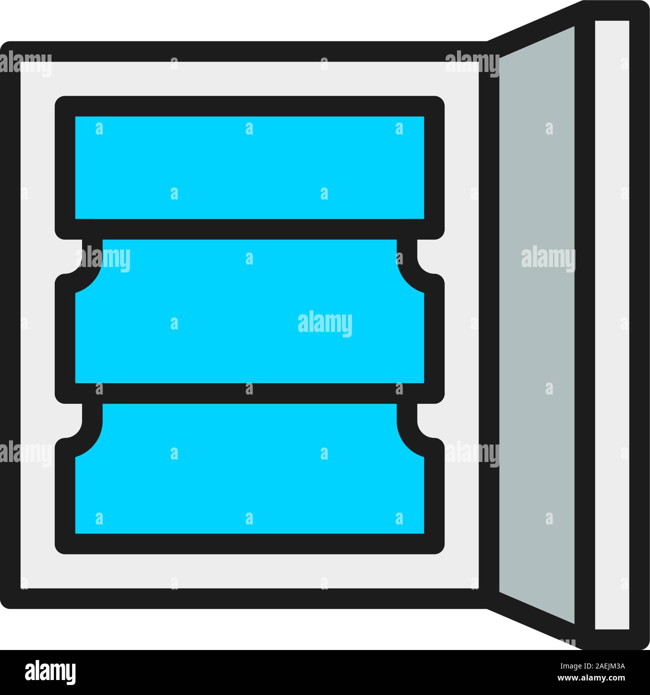 Vector fridge, freezer with shelves flat color line icon Stock Vector ...