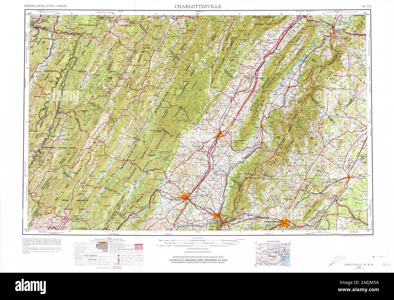 Charlottesville map hi-res stock photography and images - Alamy