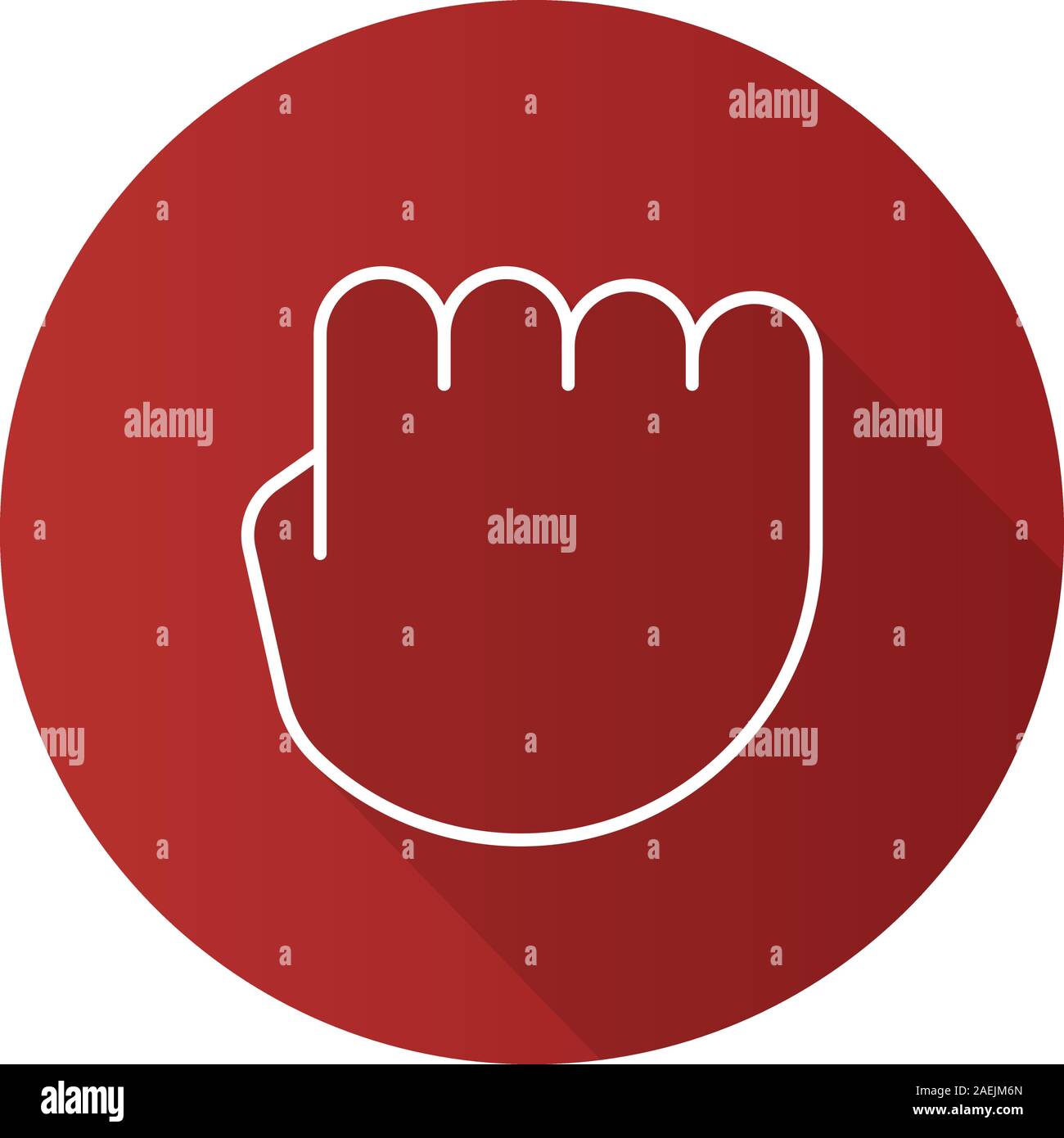 Squeezed fist flat linear long shadow icon. Clenched hand gesture ...