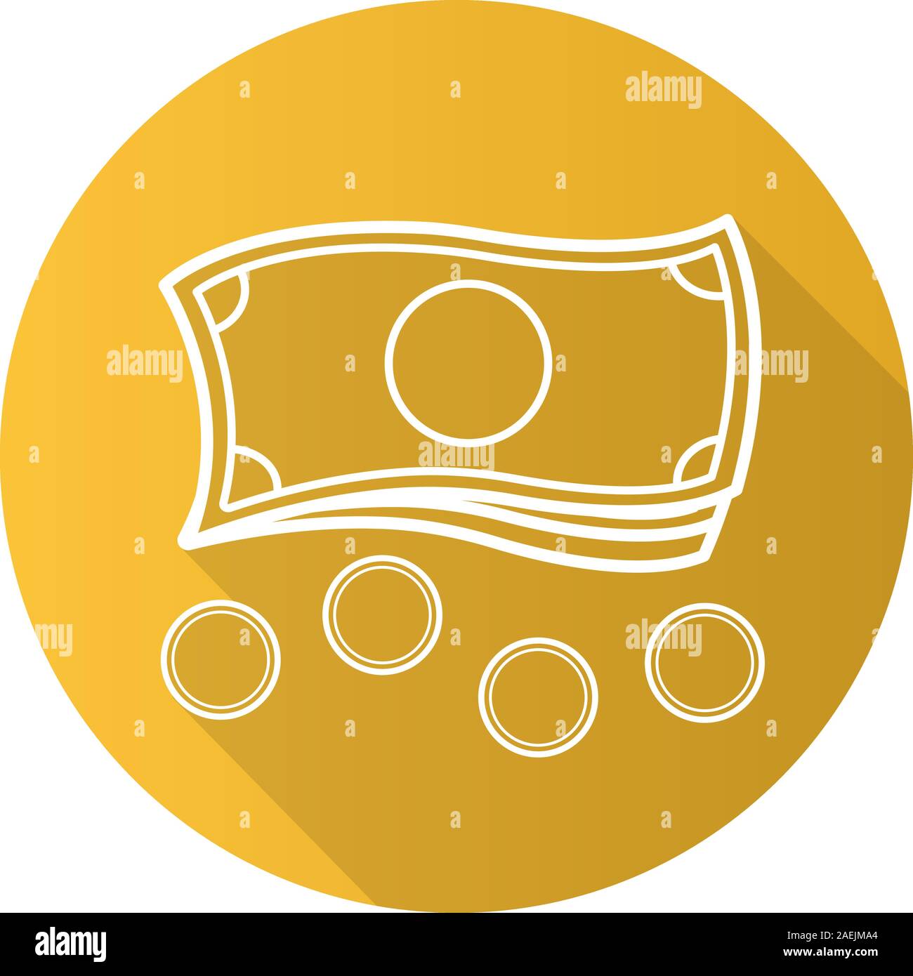 Money flat linear long shadow icon. Cash. Banknotes and coins. Vector ...