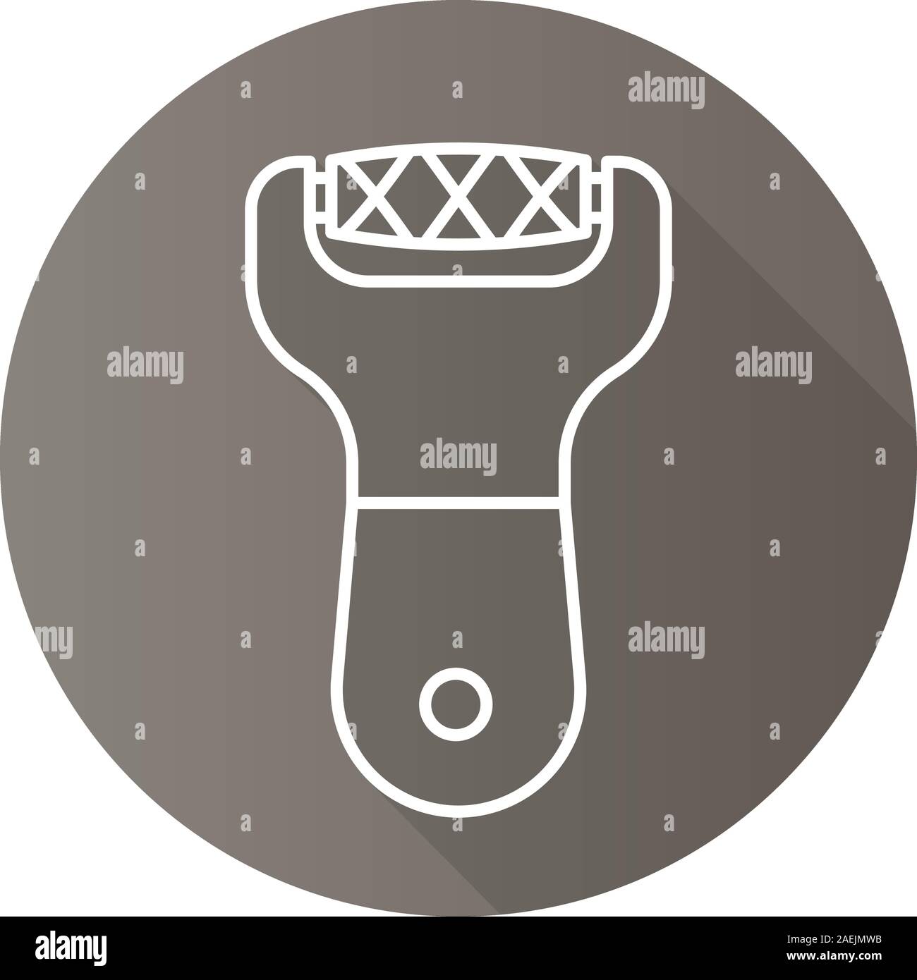 Foot file flat linear long shadow icon. Foot scrubber. Vector outline ...