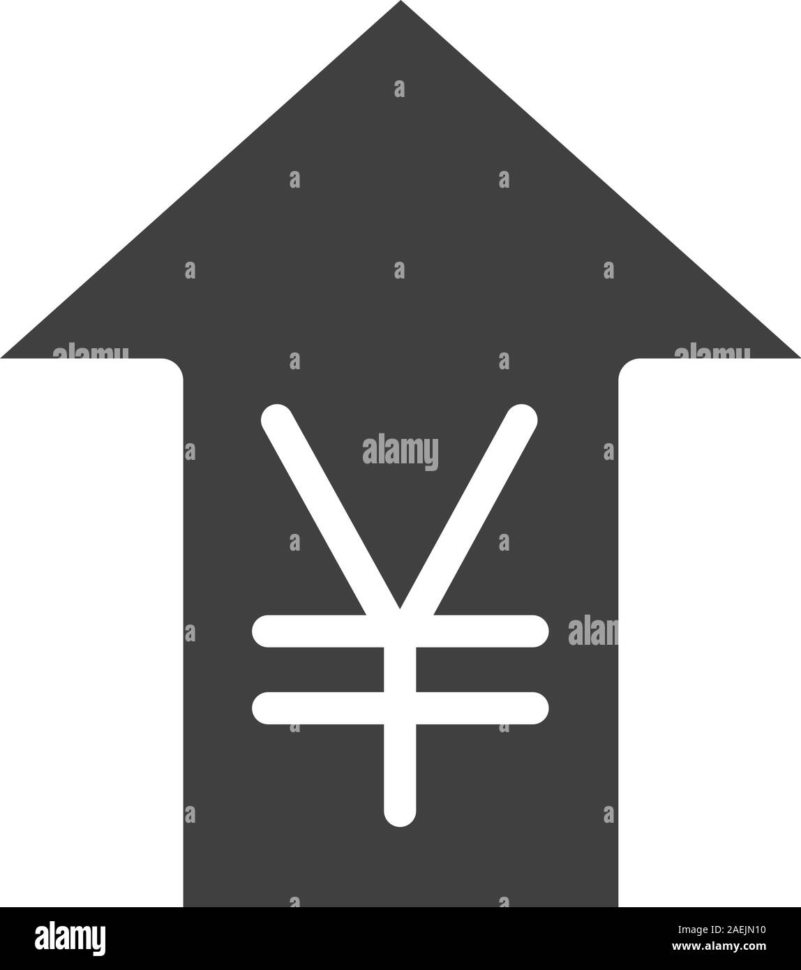 Yen rate rising glyph icon. Silhouette symbol. China and Japan currency ...