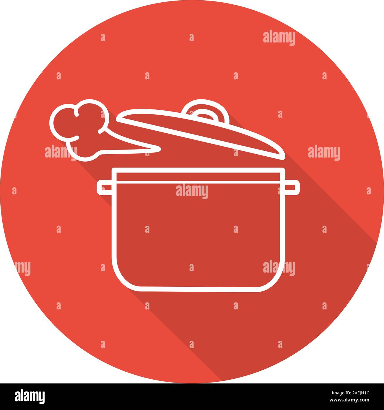 Steaming pot flat linear long shadow icon. Boiling saucepan. Vector ...