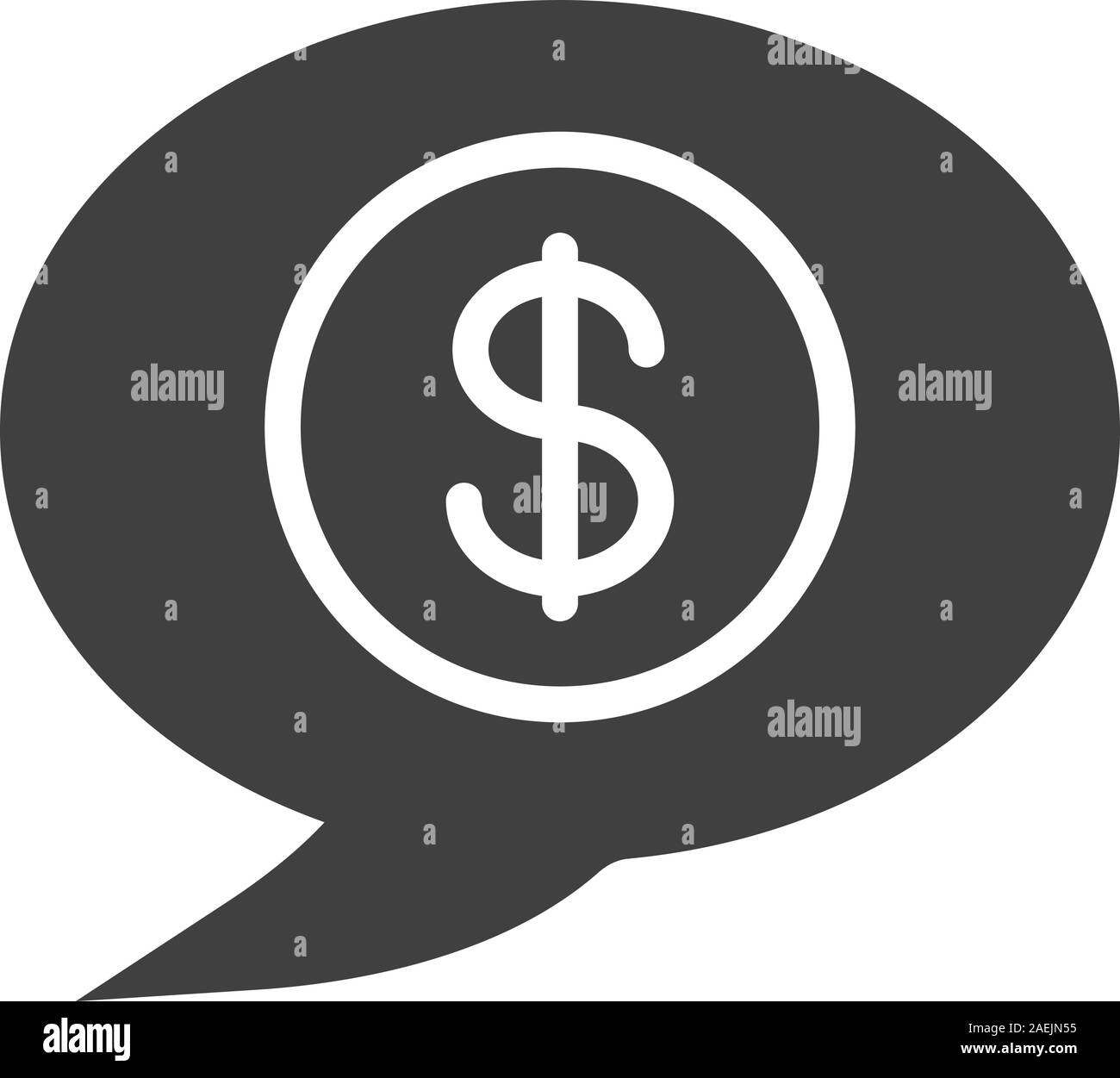 Money talk glyph icon. Silhouette symbol. Chat box with dollar coin ...