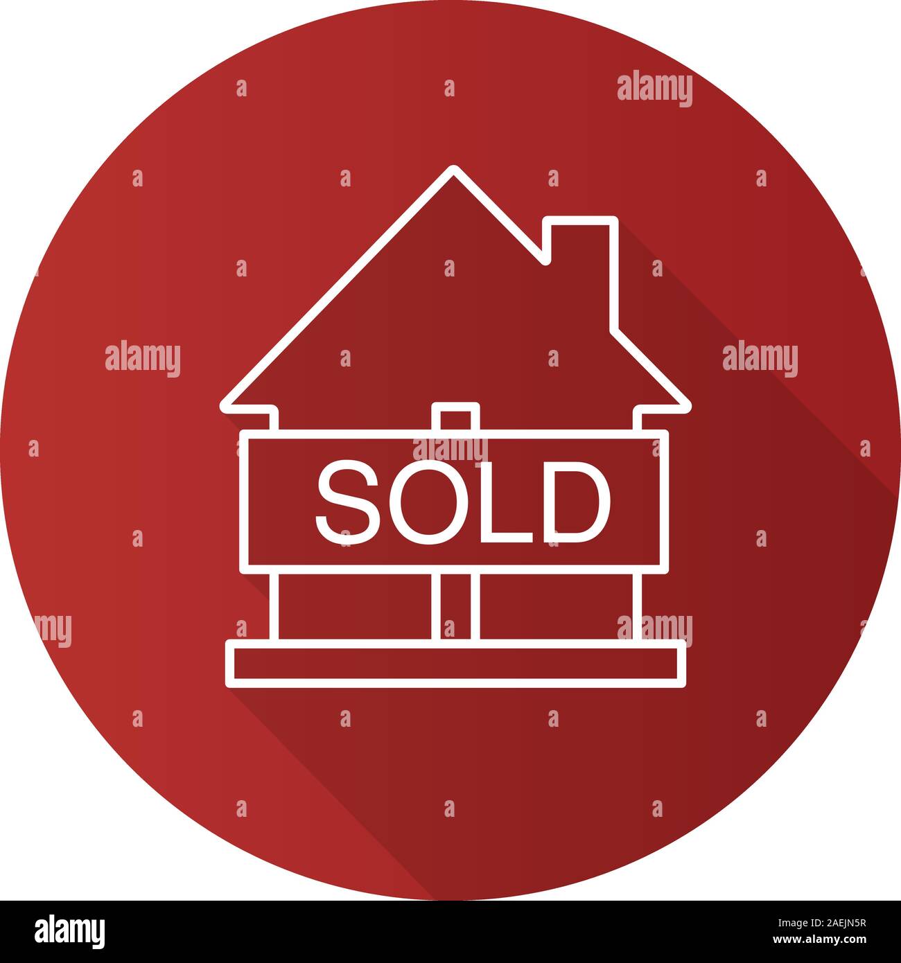 Sold house flat linear long shadow icon. Real estate purchase. House ...