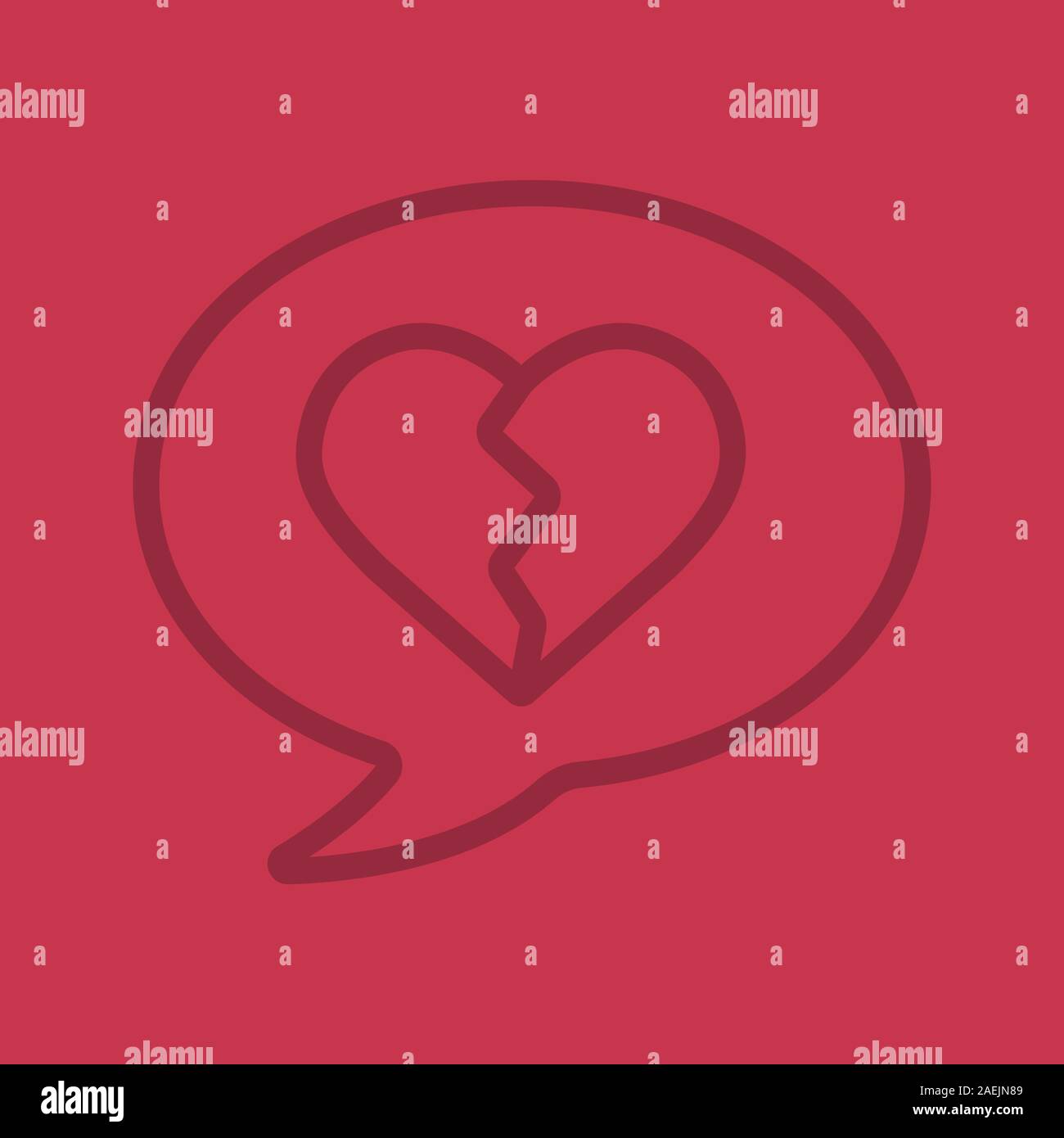 Breakup message linear icon. Chat box with heartbreak. Thin line ...