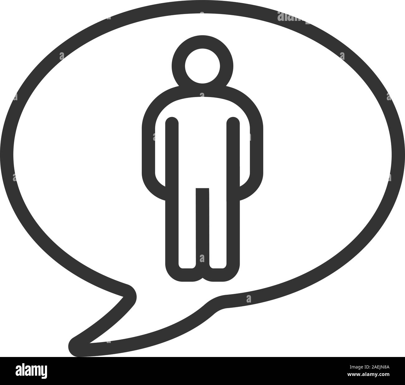 Talk about man linear icon. Thin line illustration. Speech bubble with ...