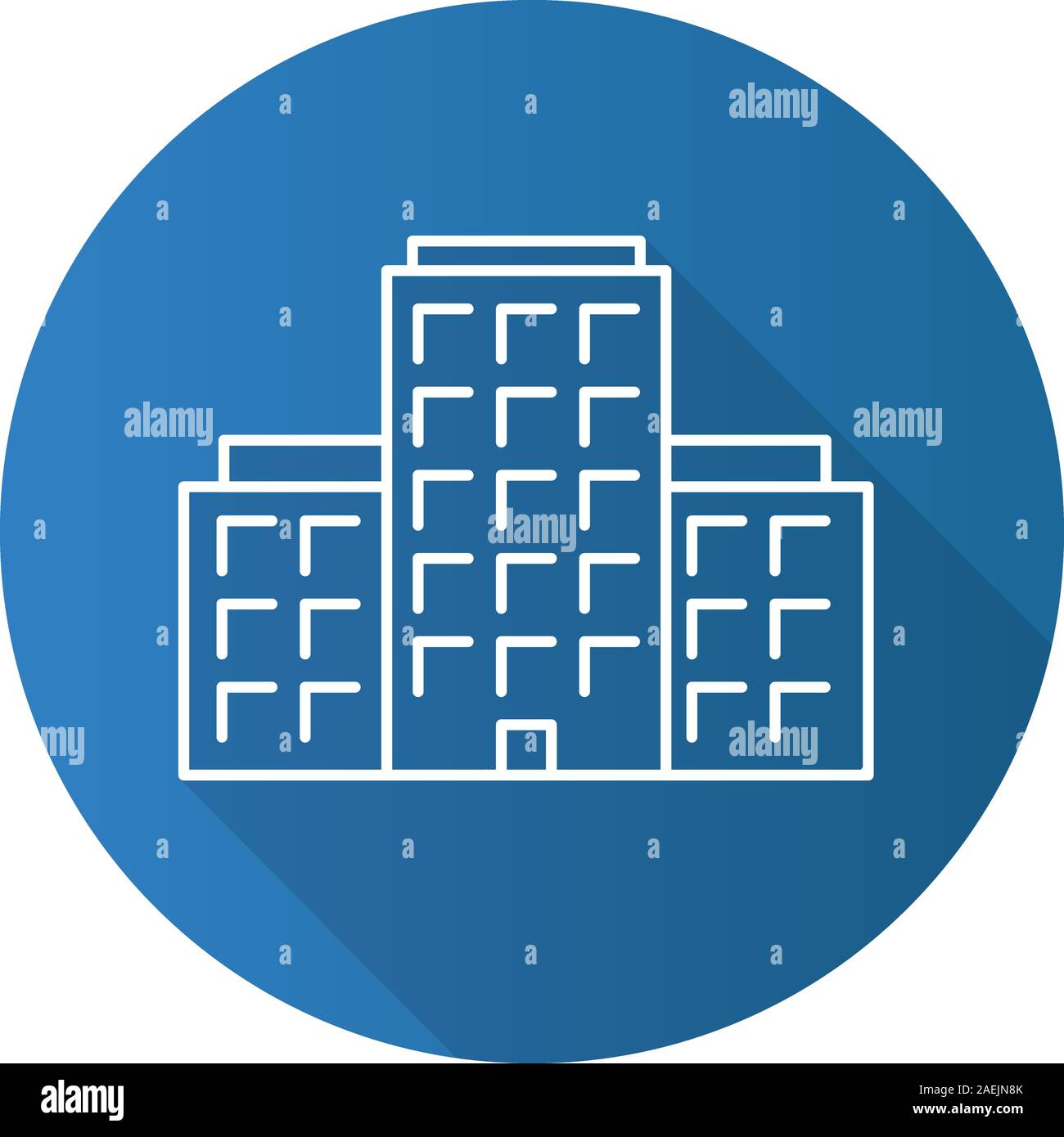 Multi-storey building flat linear long shadow icon. Apartment house ...