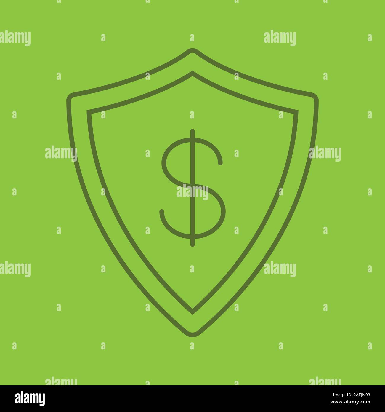 Money security color linear icon. Protection shield with dollar sign ...