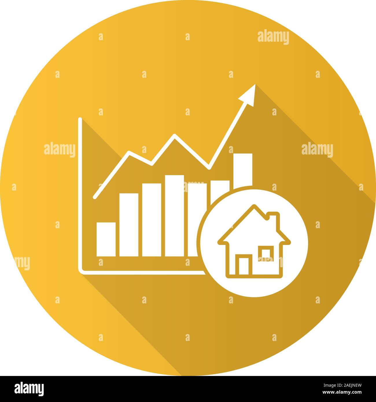 Real estate market growth chart. Flat design long shadow glyph icon ...