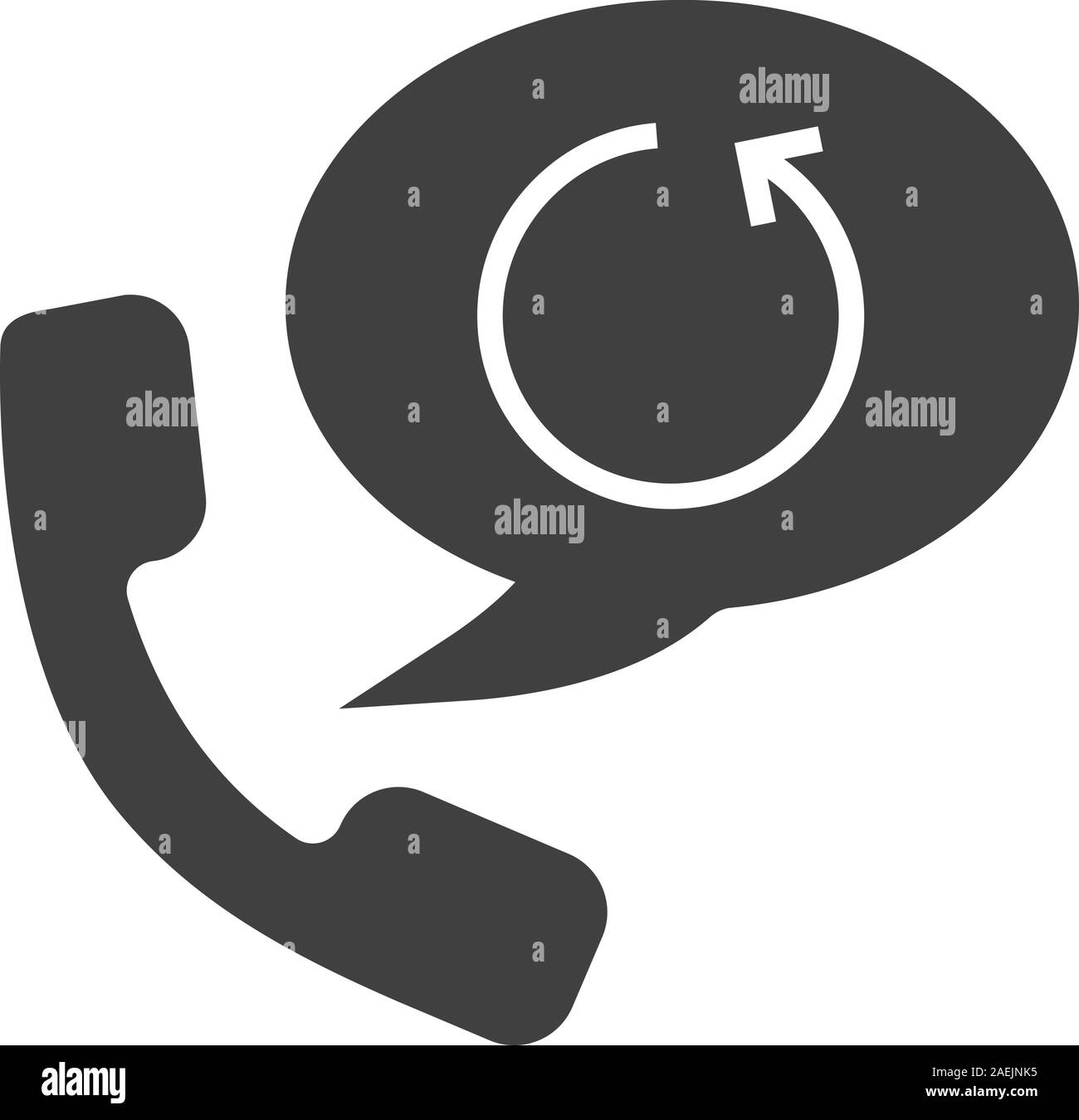 Call back service glyph icon. Silhouette symbol. Handset with cycling ...