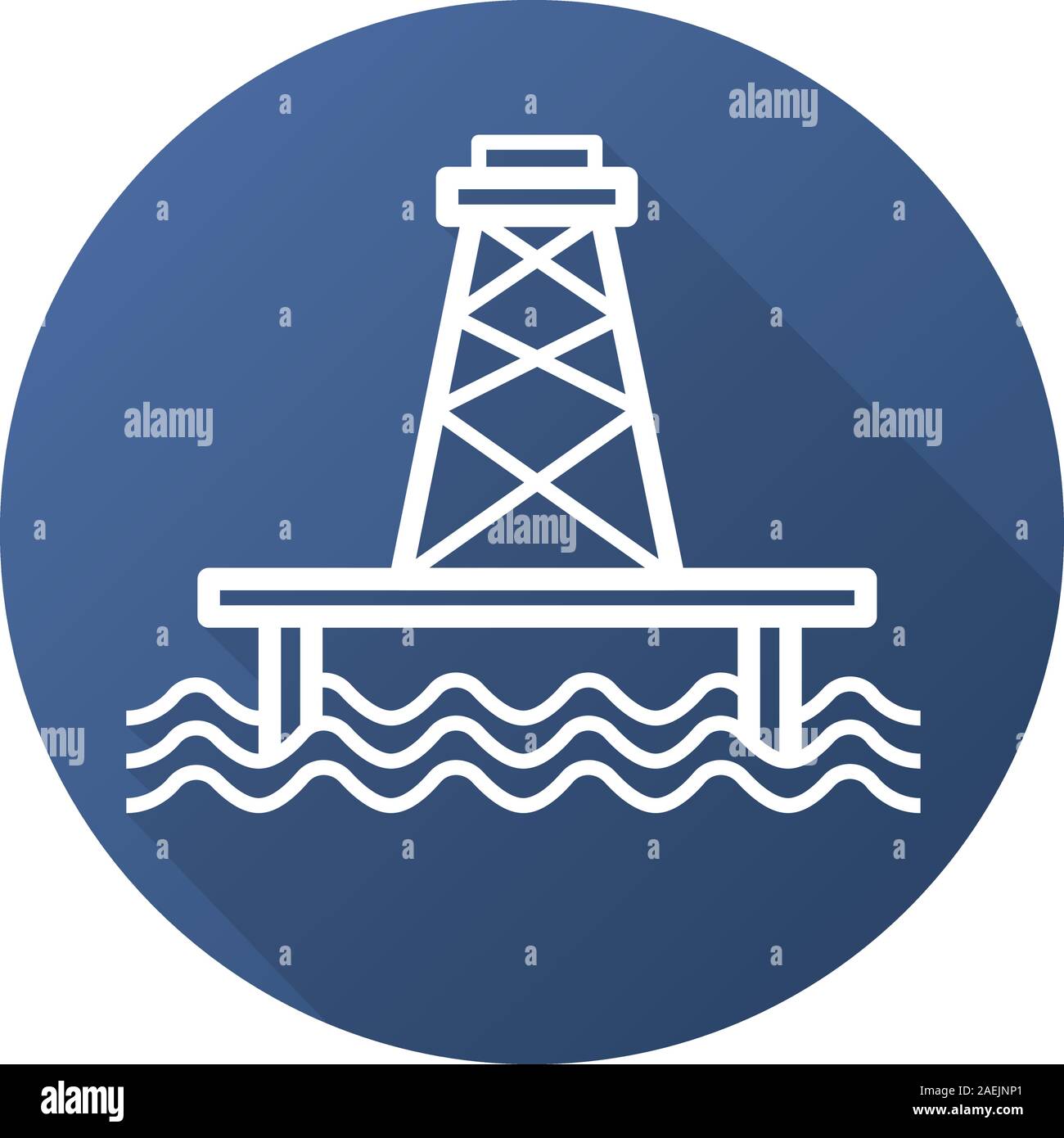 Offshore sea well flat linear long shadow icon. Vector outline symbol ...
