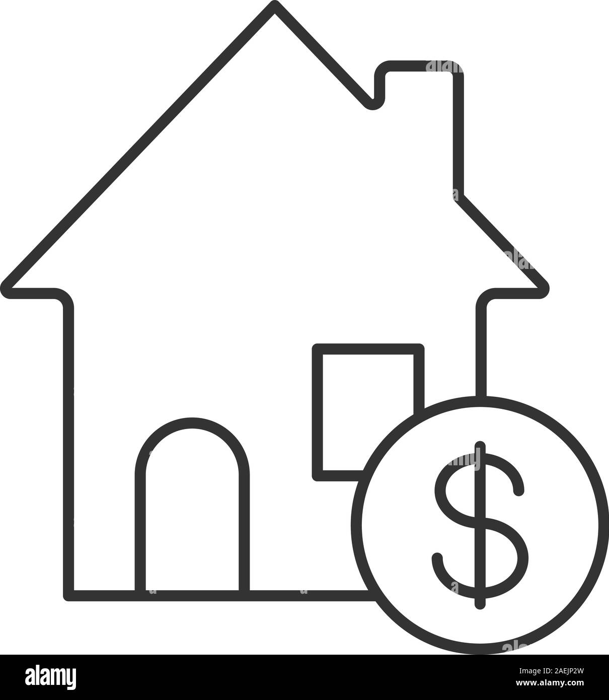 Real estate market linear icon. Thin line illustration. Rental house ...