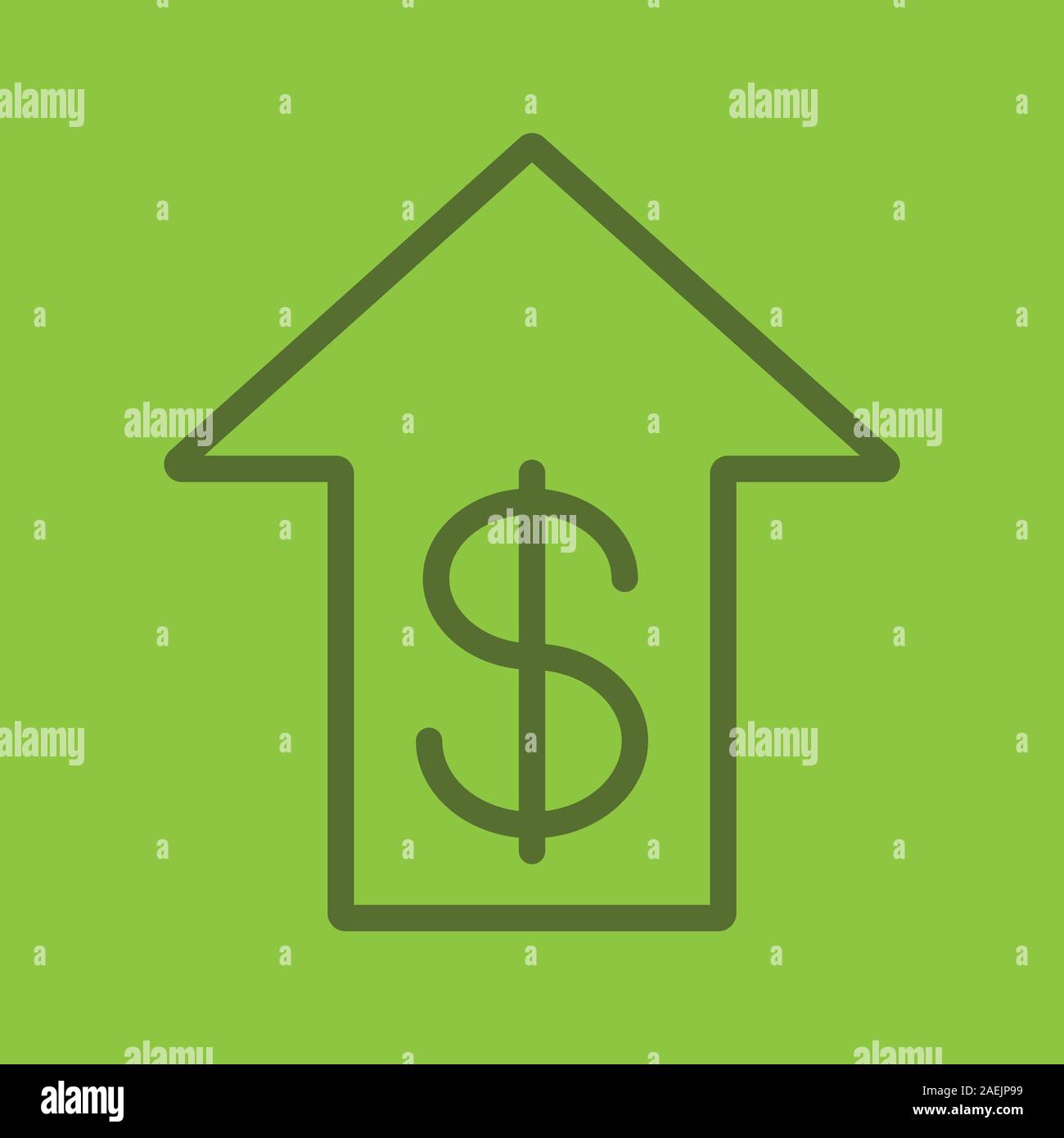 Dollar rate rising color linear icon. US dollar with up arrow. Thick ...