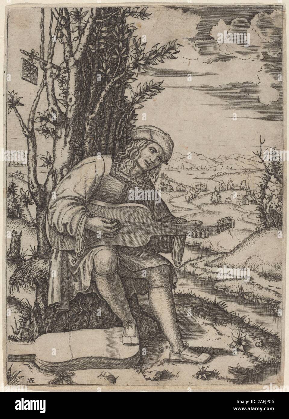 Portrait of Giovanni Filoteo Achillini engraved by Marcantonio Raimondi ...
