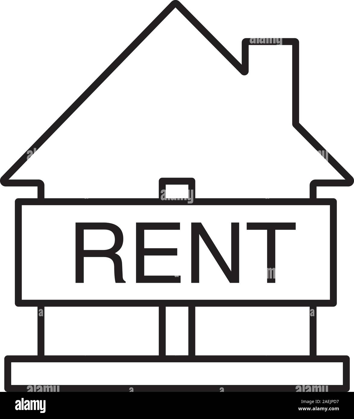 House for rent linear icon. Thin line illustration. Rental property ...