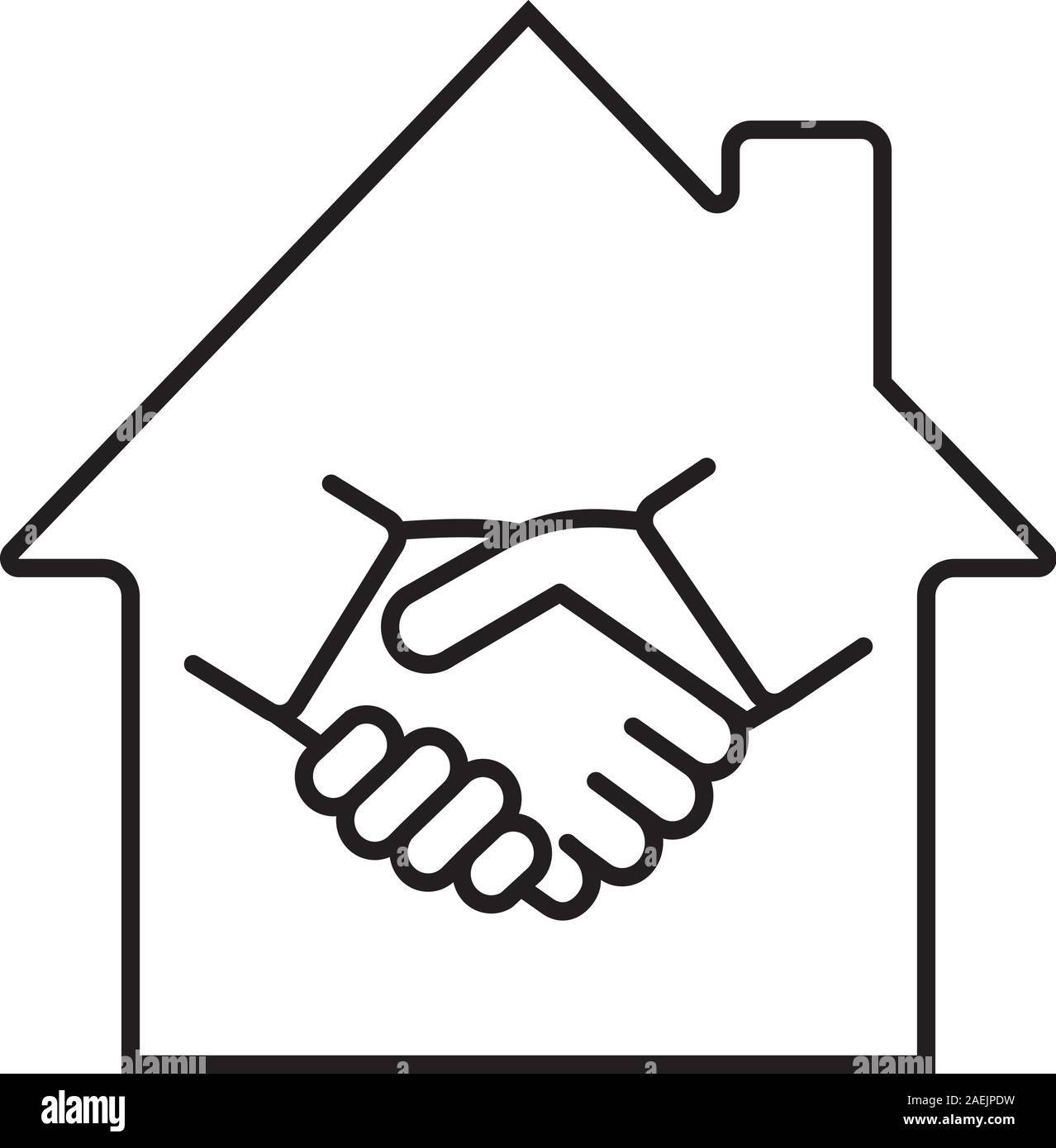 Real estate deal linear icon. Realty business agreement thin line ...