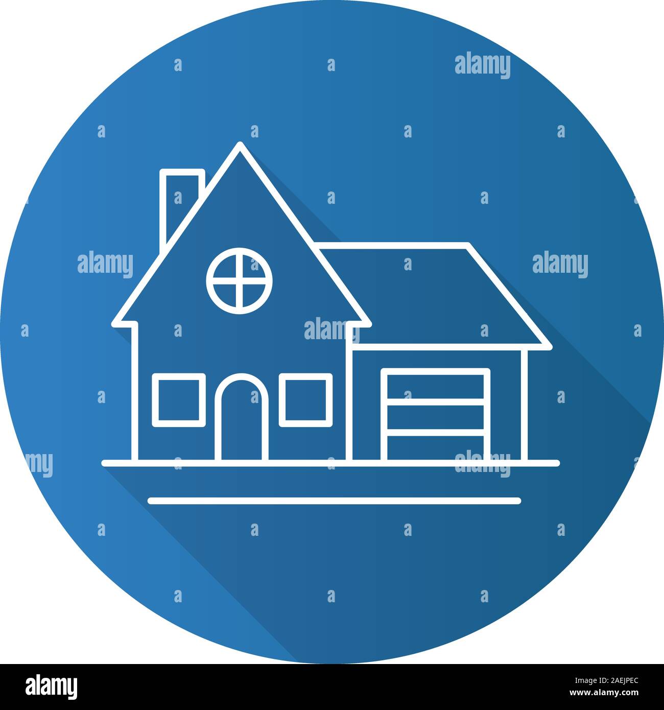 Cottage flat linear long shadow icon. Family house. Residence. Vector ...