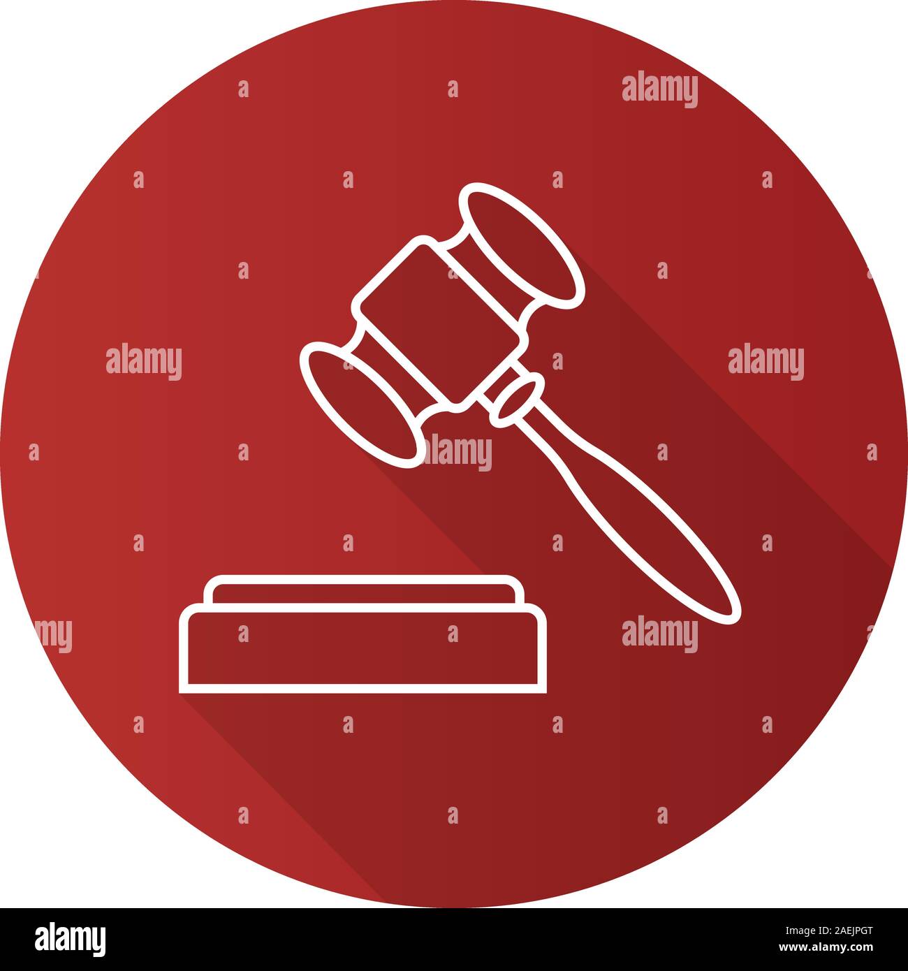 Gavel flat linear long shadow icon. Court hammer. Auction bid. Vector ...