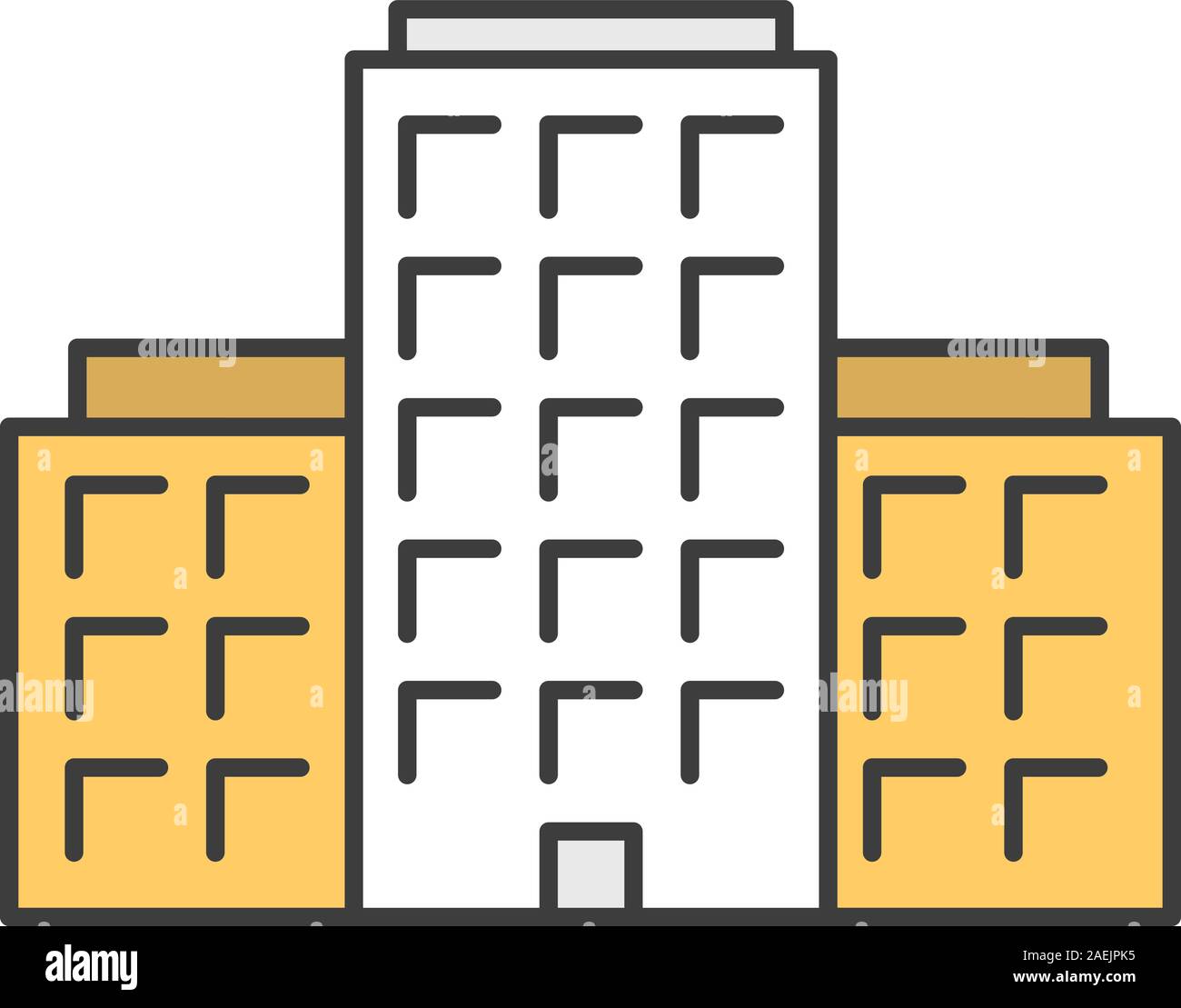 Multi-storey building color icon. Apartment house. Tower block. Isolated vector illustration ...