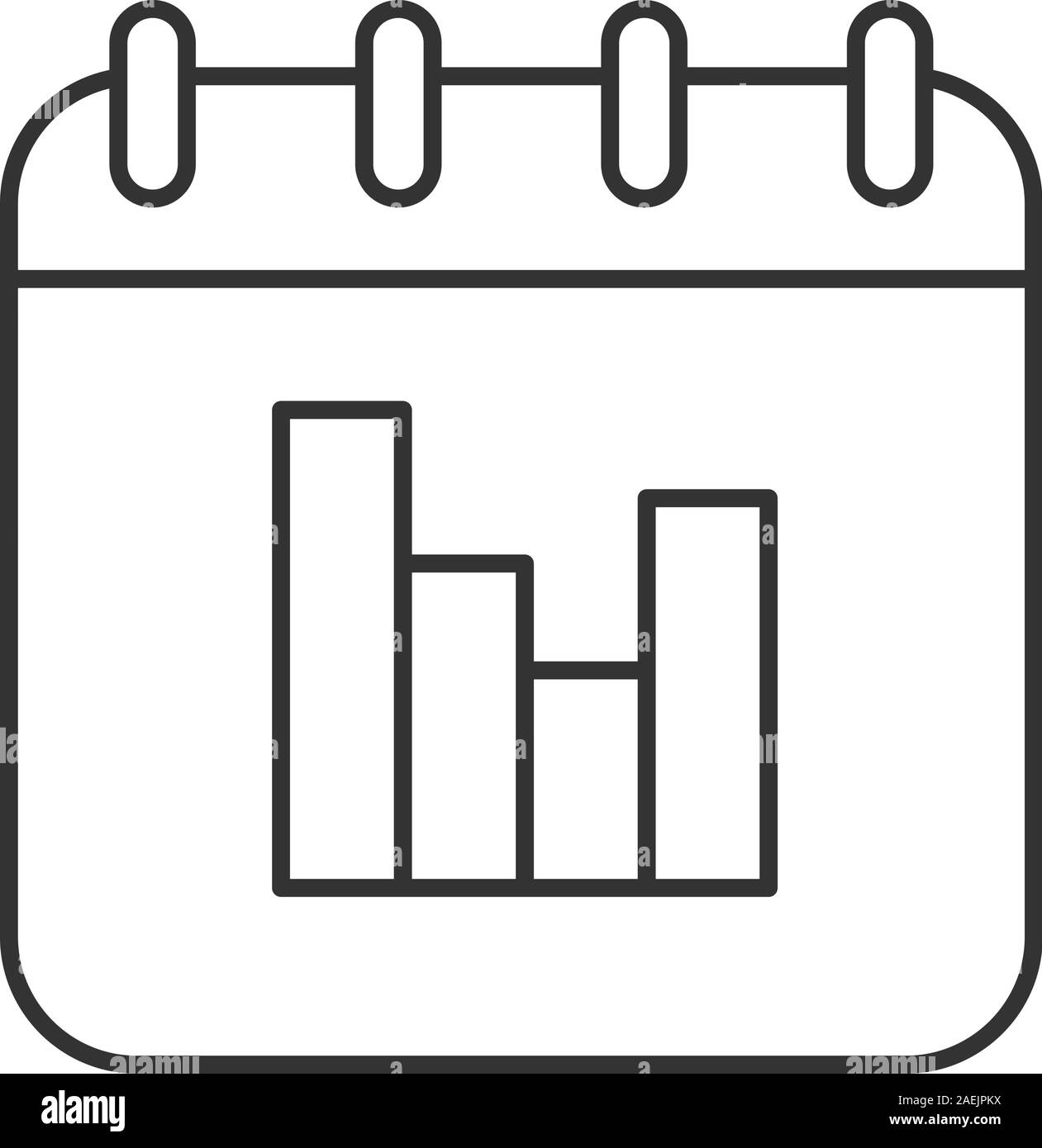 Calendar statistics linear icon. Thin line illustration. Calendar page ...