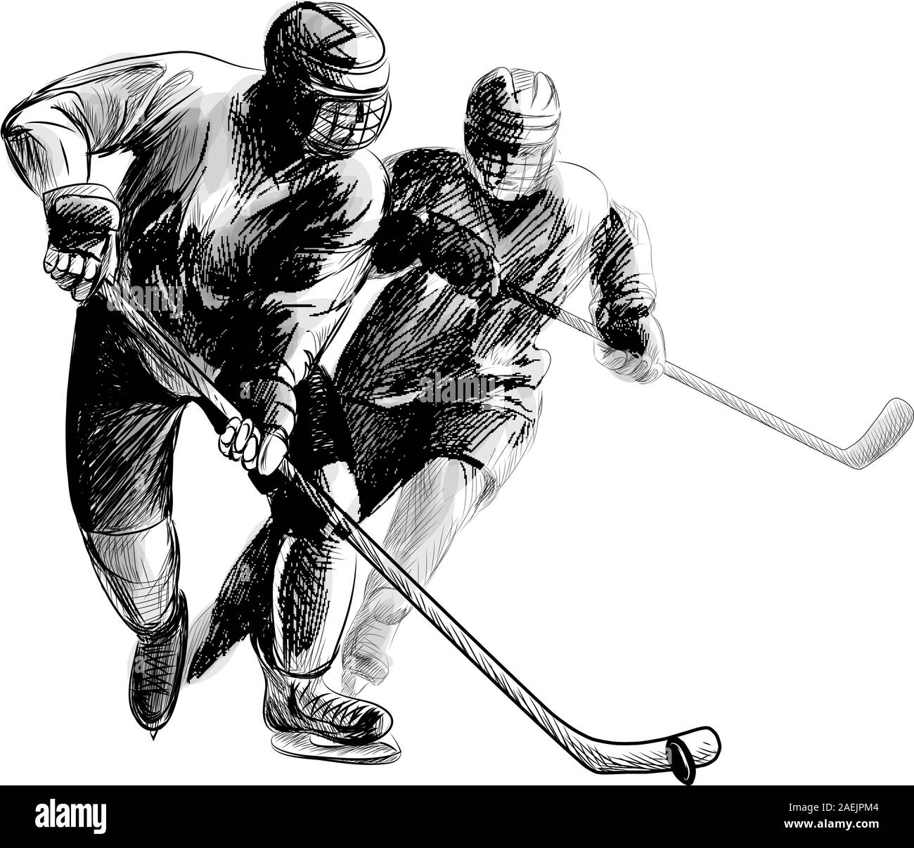 Hockey player. Hand drawn sketch. Winter sport. Vector illustration of ...