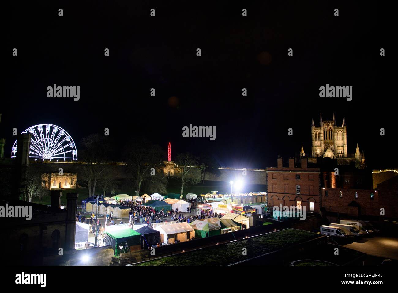 The Lincoln Christmas Market stalls inside the grounds of Lincoln ...