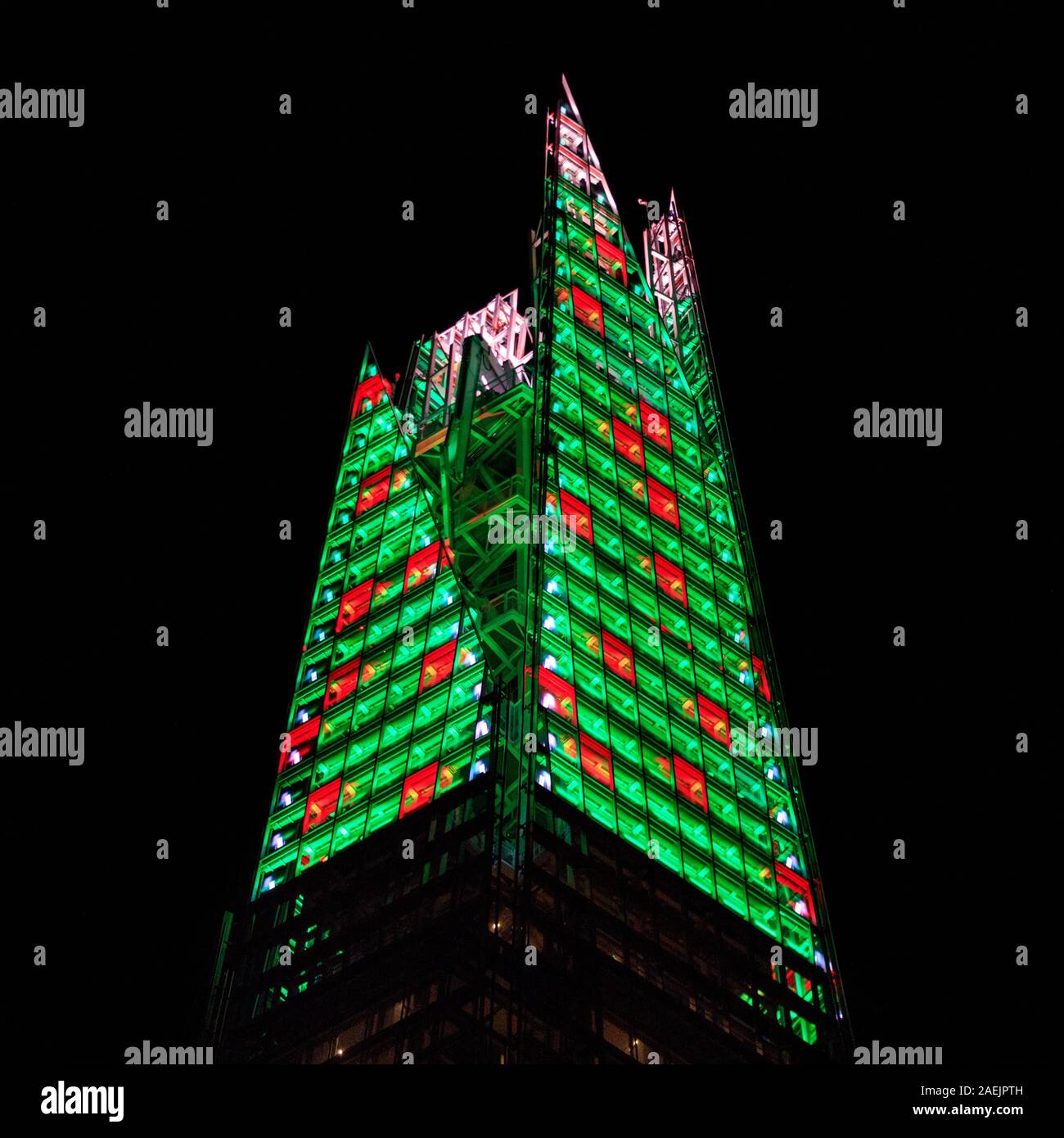 The Shard, London, UK. 09th Dec, 2019. A Christmas Tree design. The ...
