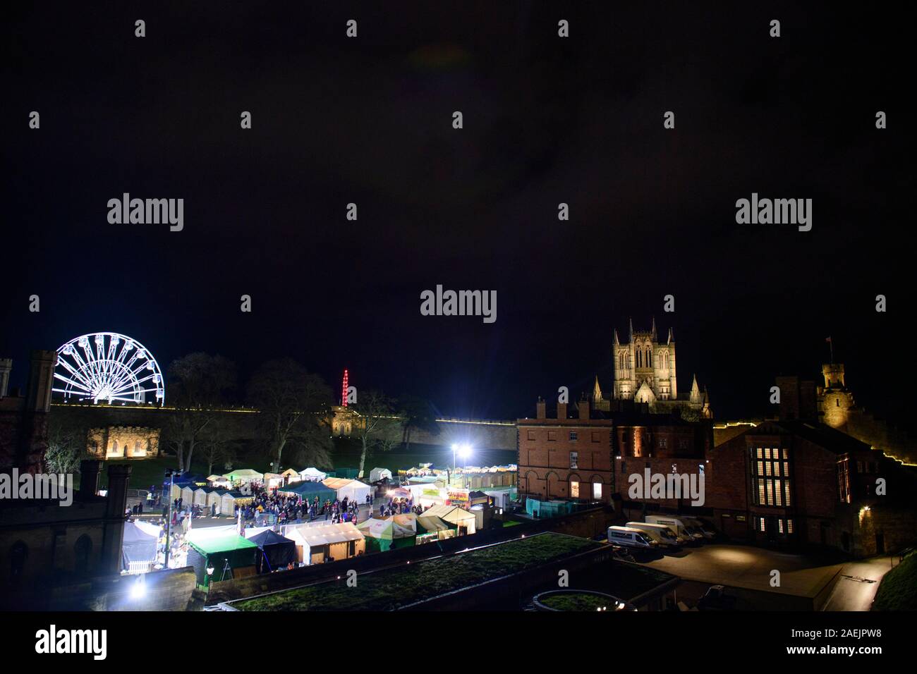 The Lincoln Christmas Market stalls inside the grounds of Lincoln ...