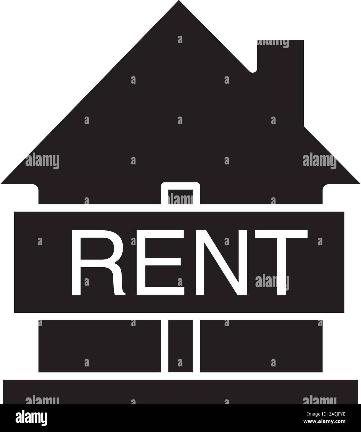 House for rent sign glyph icon. Rental property silhouette symbol. Real ...