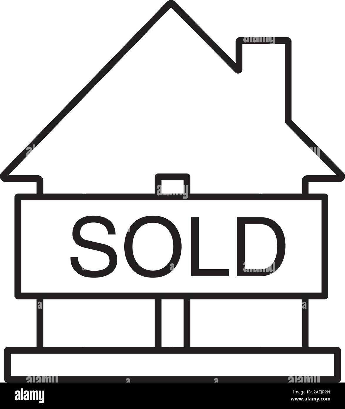Sold house linear icon. Real estate purchase thin line illustration ...